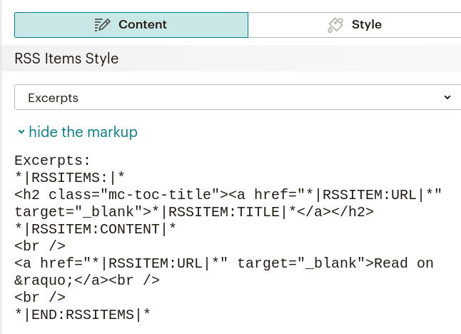 Hi, the Custom RSS editor is broken. Ticket no: #12348221 (adding images for clarity) : r/MailChimp